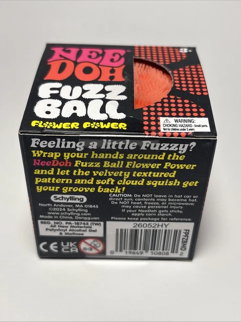 NEEDOH FUZZ BALL Flower Power Nee Doh Squish Stress Ball Orange NEE-DOH ...