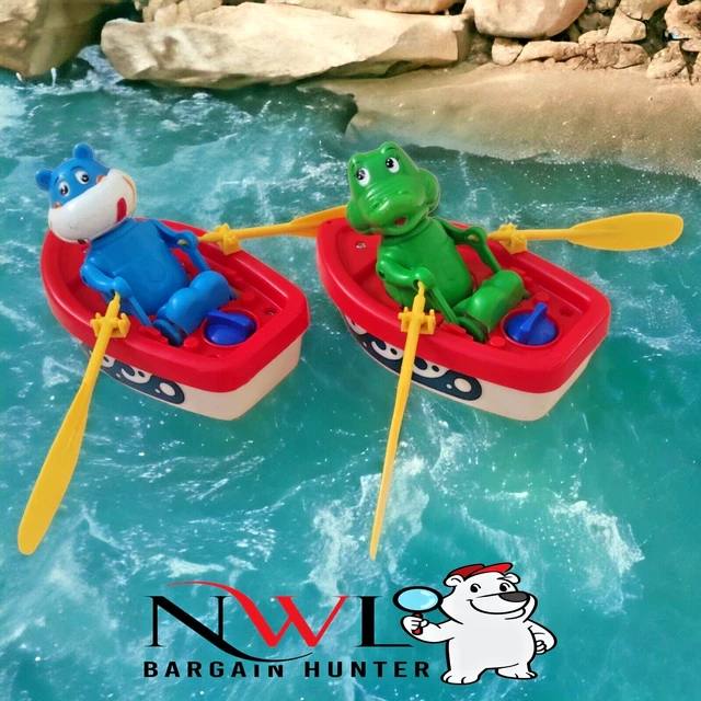 VINTAGE FAMILY DAY Out Rowing Animal Boat Toy Water Fun Time Kids Boy ...