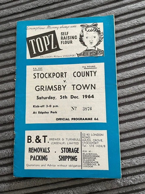 1964 PROGRAMME DE Football Stockport County V Grimsby Town Fa Cup 2E ...