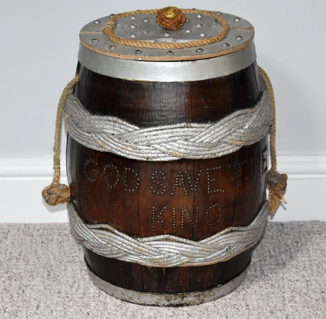 VINTAGE WOODEN COOPERED Storage Barrel Coronation God Save The King £95 ...