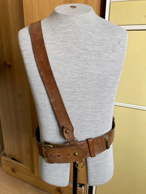 BRITISH ARMY SAM Brown Belt and Shoulder Strap, Brown Leather & Brass £ ...