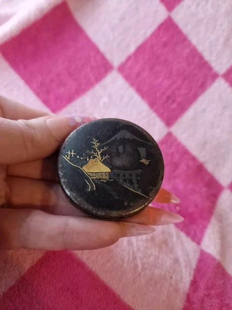 A JAPANESE KOMAI Type K24 Gold Marked Damascene Compact With Mirrored ...