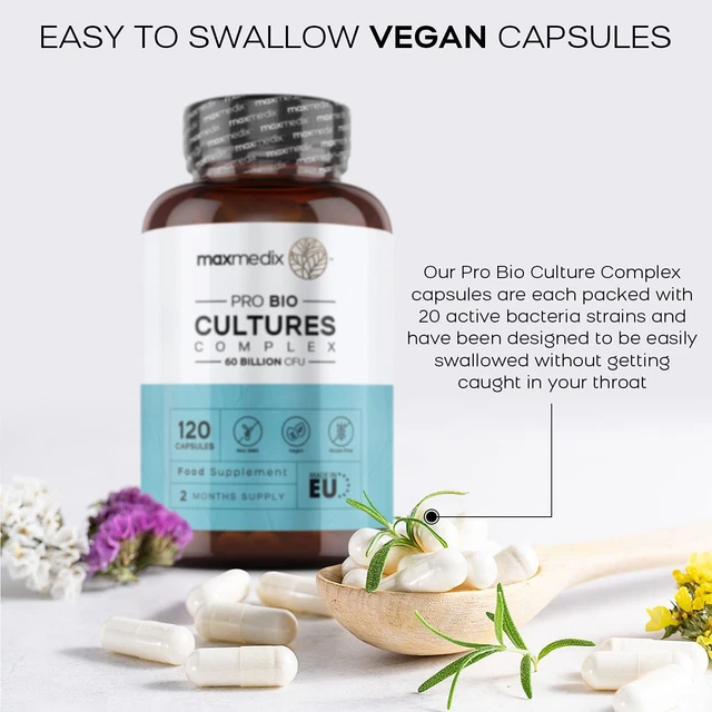 BIO CULTURES COMPLEX Probiotics & Prebiotics - 60 Billion CFU - 2 ...