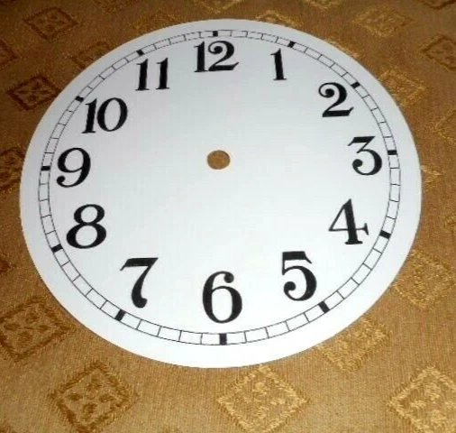 CLOCK DIAL FACE Paper Card White Gloss Arabic Round 3 3/4" Minute Track ...