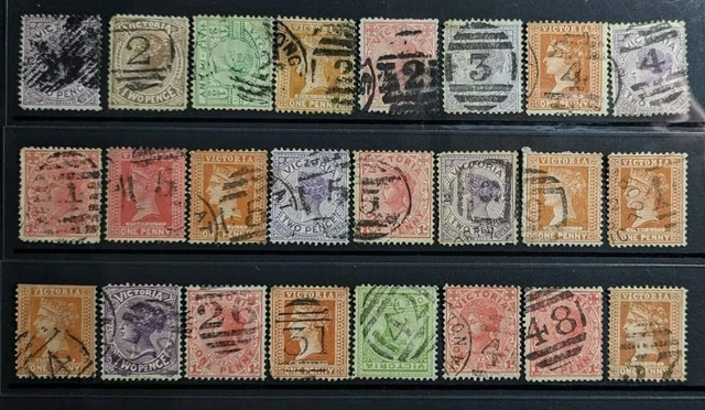 COLLECTION OF OLD Victoria State Stamps Barred Numerals Postmarks (J16 ...
