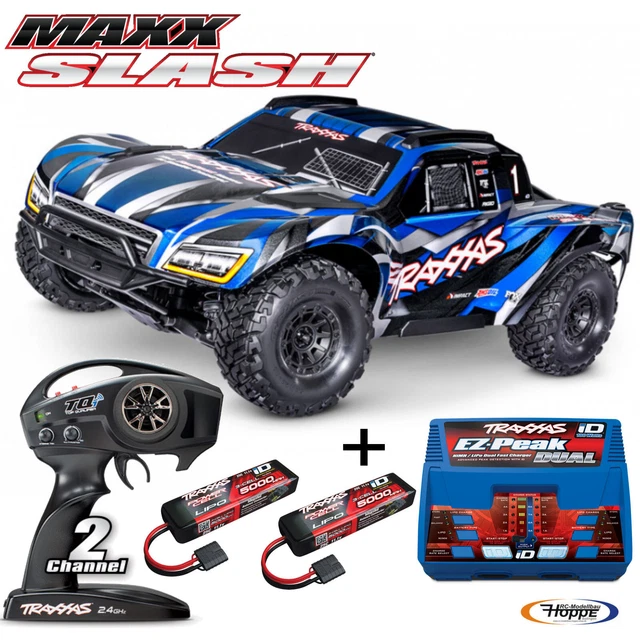 TRAXXAS TRX102076 MAXX-SLASH 6S 4x4 Blue 1/8 Saver Set 2x 5000 Lipo 3S ...