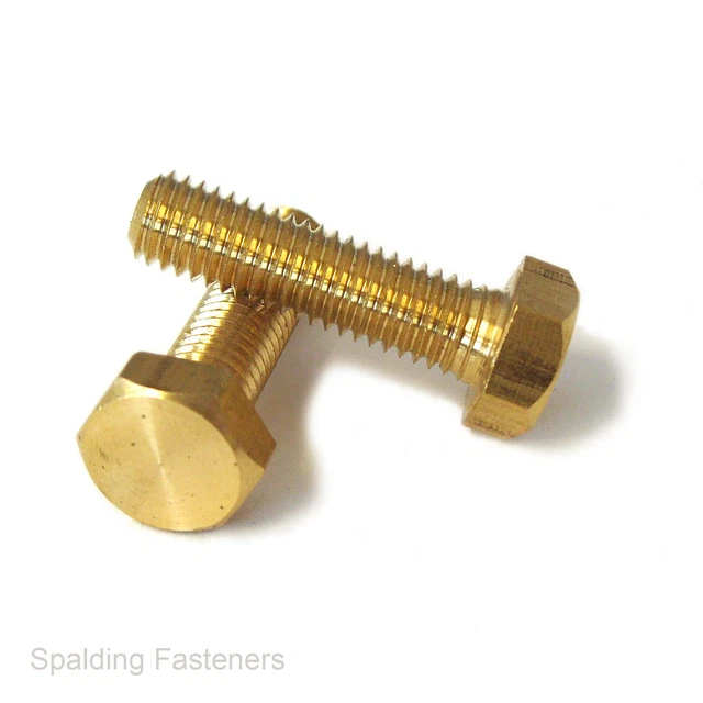 SOLID BRASS METRIC Hexagon Head Bolts Fully Thread Screws M3 M4 M5 M6 ...