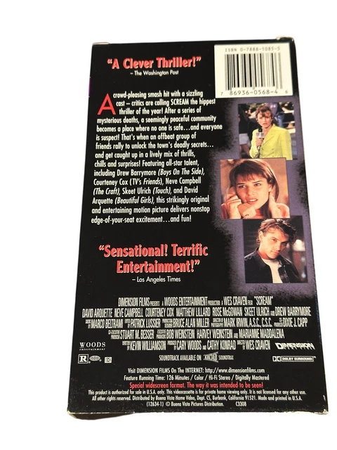 SCREAM VHS 1996 Horror Collector's Edition Dimension Films Buena Vista ...