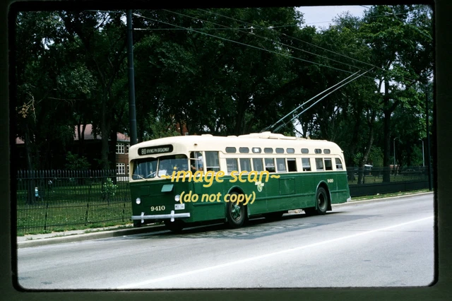 CTA CHICAGO TRANSIT Trolley Bus 9410 in 1965, Kodachrome Slide h17a $55 ...