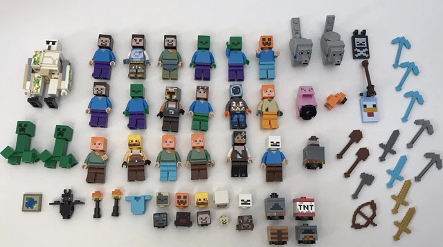 LEGO MINECRAFT MINIFIGURES Mini Fig Lot Weapons Animals Creeper Pieces ...