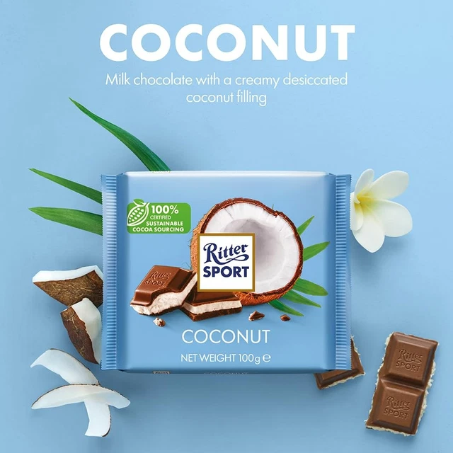 RITTER SPORT COCONUT 100g (Pack of 12) (packaging may vary) £30.04 ...