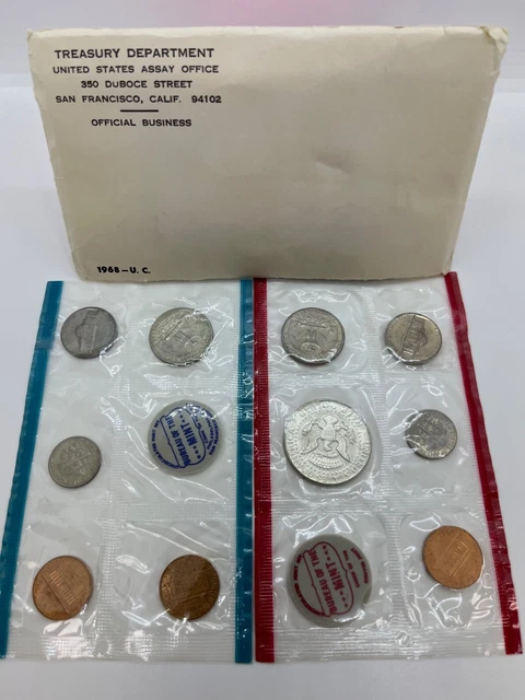 1968 U.C TREASURY Department Bureau of the Mint D & S Marks Coin Sets £ ...