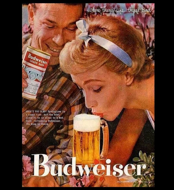 Sexy Budweiser Beer Ad Photo Hot Girl Bar Sign Vintage Advertisement £5