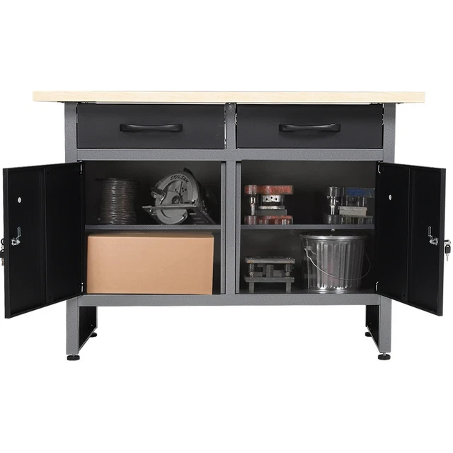 TOOL STORAGE CABINET Workstation Workshop Drawer Cupboard Work Table ...