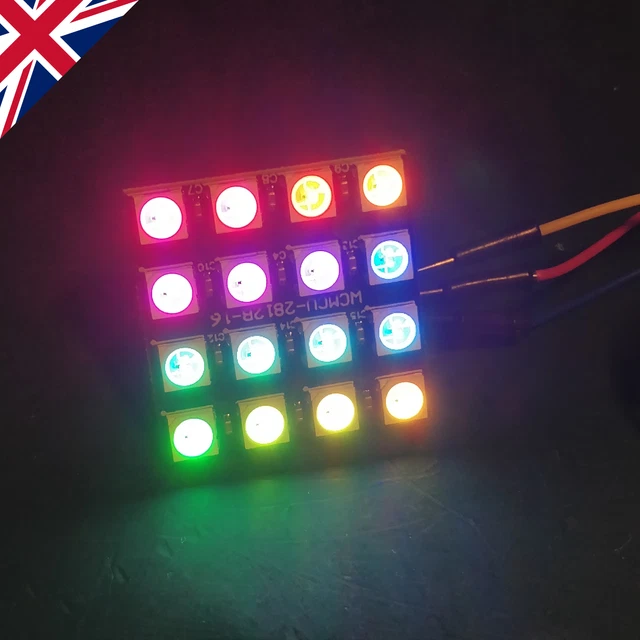 🇬🇧 4X4 16 WS2812B Neopixel-compatible addressable RGB LED matrix, 30mm ...