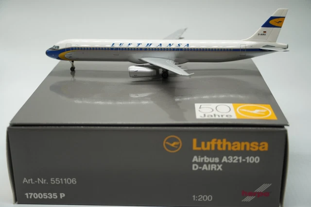HERPA WINGS 1:200 Lufthansa 50 Jahre Airbus A321-100 D-AIRX (551106 ...