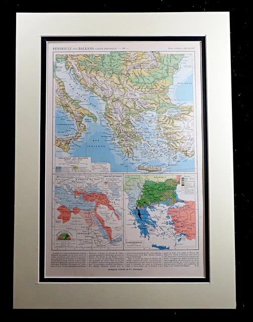 MAP OF THE Balkan Peninsula Balkans Ottoman Empire French Antique 1895 ...