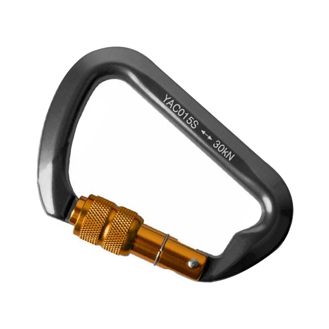 30KN CARABINER SCREW Auto Locking Aluminum D-Shape Hook Climbing Rock ...