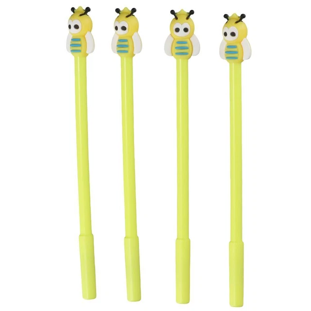 YELLOW CREATIVE BEE Rollerball Pen Plastic Black Ink Cute Bees Gel Pens ...