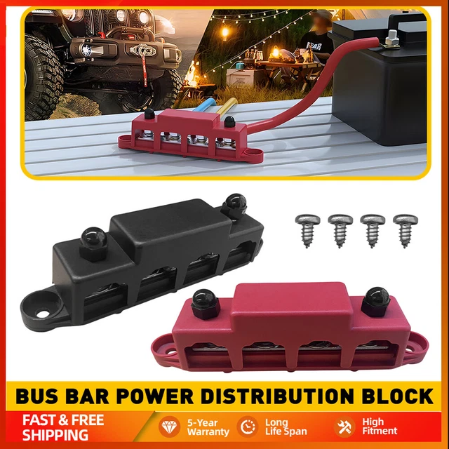 300A POWER DISTRIBUTION Block Heavy Duty Bus Bar Box M8*4 Terminal Studs 12V-48V £17.49 ...