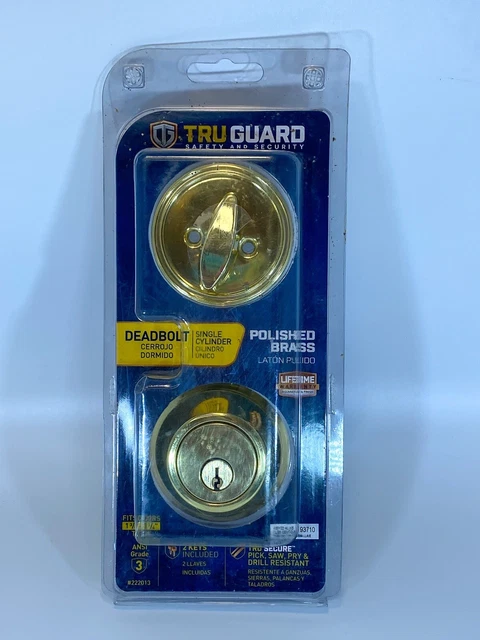 3 KEYED ALIKE TRU Guard Single-Cylinder Deadbolt Polished Brass Door ...