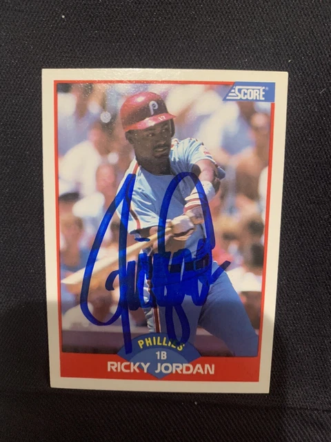 CARTE DE POINTAGE signée Ricky Jordan Philadelphia Phillies 1989 #548 ...