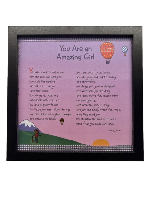 INSPIRATIONAL FREESTANDING FRAME- You Are An Amazing Girl - With Hook ...