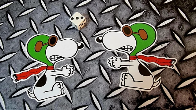 SNOOPY STICKERS RED Baron Opposite Direction scooter/cars 90mm x 80mm ...