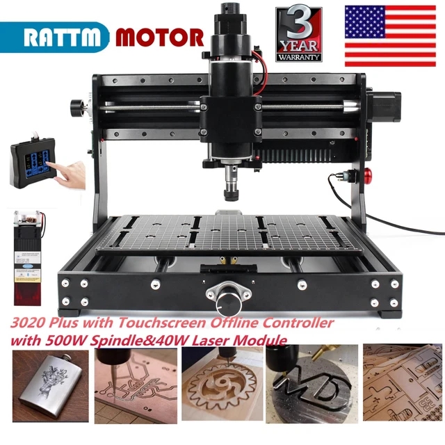 500W CNC ROUTER 4540 Milling Machine 20W 40W Laser Engraving Cut Metal ...