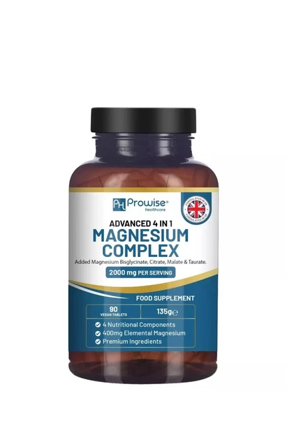 MAGNESIUM GLYCINATE 4-IN-1 Complex 2000mg - High Strength Magnesium ...