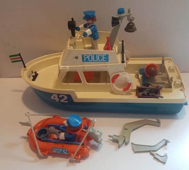 PLAYMOBIL POLICE BOAT & Rescue Dinghy 3539 Set & Accessories - Geobra ...