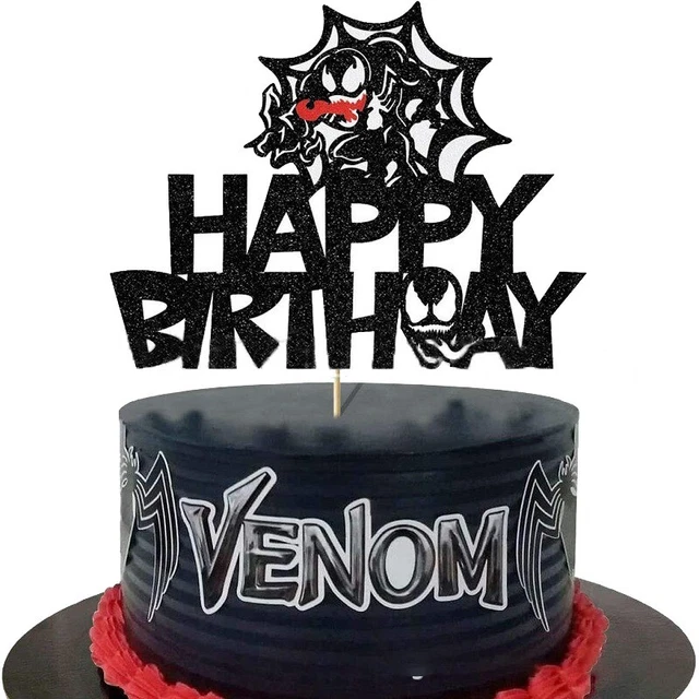 GROSSER VENOM GLITZER Marvel Superheld Happy Birthday Tortenaufleger ...