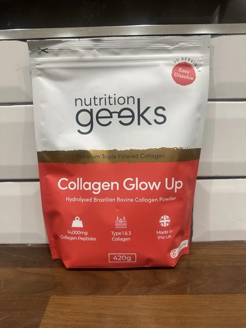 NUTRITION GEEKS COLLAGEN Glow Up Powder 14000mg, 420g, 30 Servings £14. ...