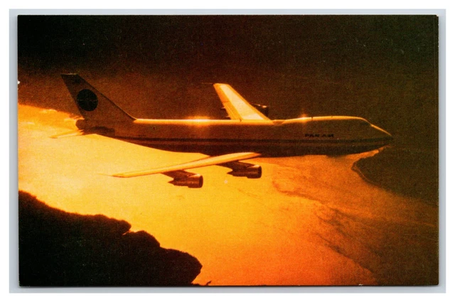 PAN AM AIRLINES 747 Jet Airliner In Flight At Sunset UNP Chrome ...