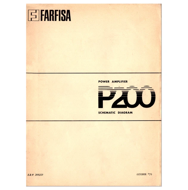 FARFISA P200 SERVICE Manual Schaltplan Schematic Diagrams Schema ...