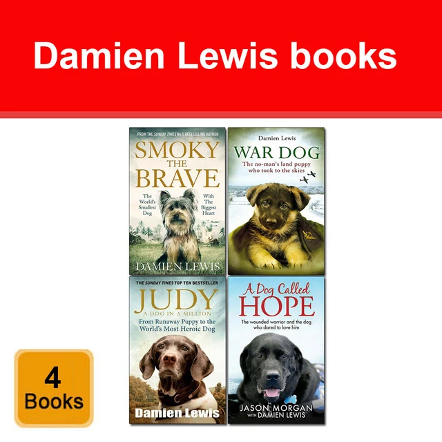 DAMIEN LEWIS 4 Books Collection Set Smoky the Brave, War Dog, Dog ...