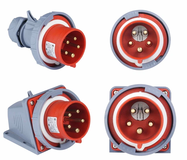 CEE STECKER MIT Phasenwender Wandstecker Einbaustecker 5-polig 16A 32A IP44 IP67 EUR 13,50 ...