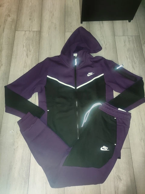 NIKE MEN'S TECH Fleece Full Tracksuit New With Tags Purple Black Size ...