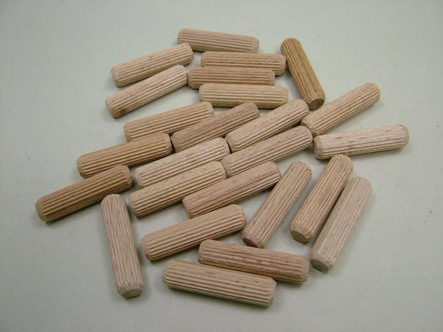 HARDWOOD DOWELS MULTI-GROOVED fluted wooden beech 10mm diameter 40mm ...