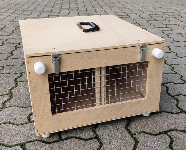 KLEINTIER TRANSPORTKISTE A Holz Transportbox Tauben Kaninchen Hühner Tragegriff EUR 45,00 ...