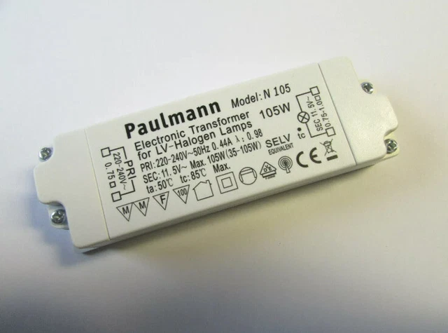 PAULMANN TRAFO 35 bis 105 Watt Transformator LV Halogen Netzteil 12V 230V SELF EUR 15,99 ...