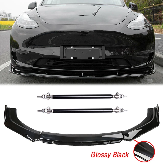 FRONT BUMPER LOWER Lip Spoiler Splitter + Strut Rods For Tesla Model Y ...