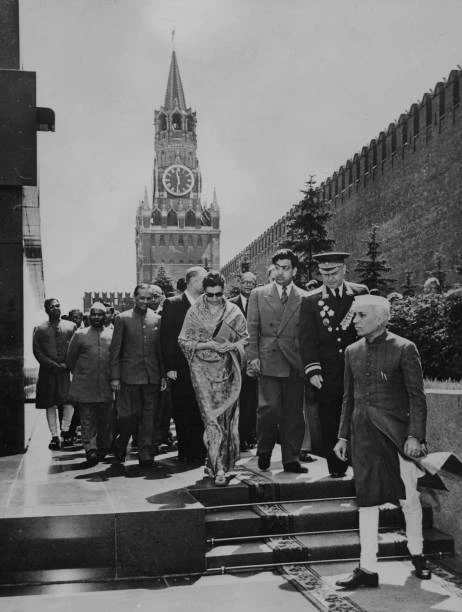 INDIRA GANDHI AND her father Nehru on the Red Square Moscow 1955 Old ...