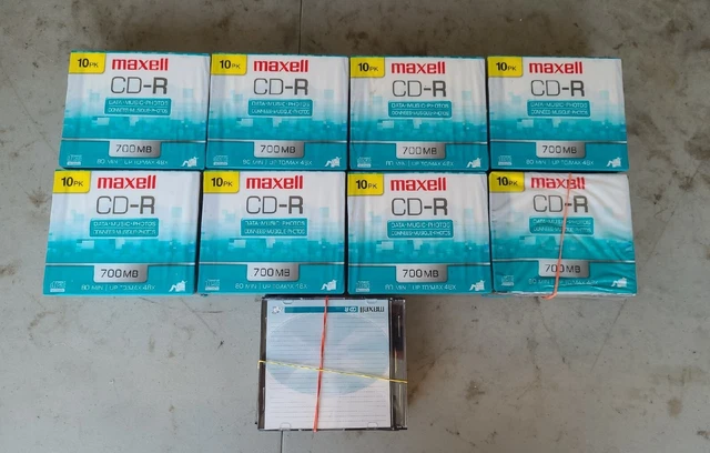 89 - New - Maxell CD-R Discs 700MB/80min 48x w/Slim Jewel Cases Silver ...