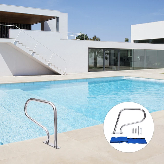 39.1& SWIMMING POOL Hand Rail Handrail Stair Rail +Base Plate Stainless ...