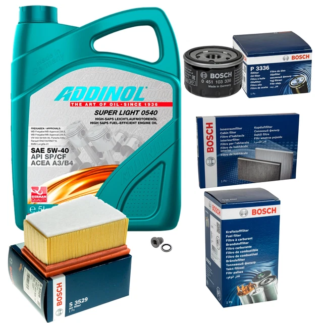 BOSCH INSPECCIÓN SET 5L Addinol 0540 Super Light 5W-40 para de Renault ...