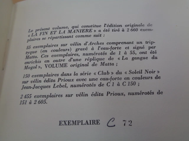 JEAN-PIERRE DUPREY La fin et la manière Le Soleil Noir 1965 eau-forte J ...