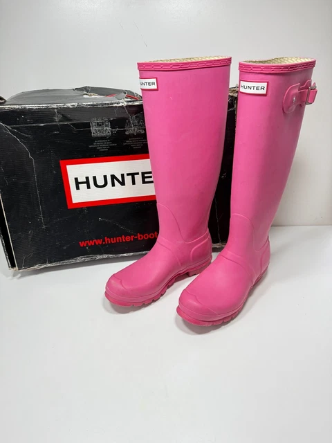 HUNTER ORIGINAL TALL Fuchsia Pink Wellies Size 6 / 39 Womens Wellington ...