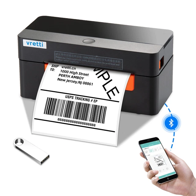 VRETTI THERMAL LABEL Printer Bluetooth+USB 4X6 for Royal Mail GLS Yodel ...