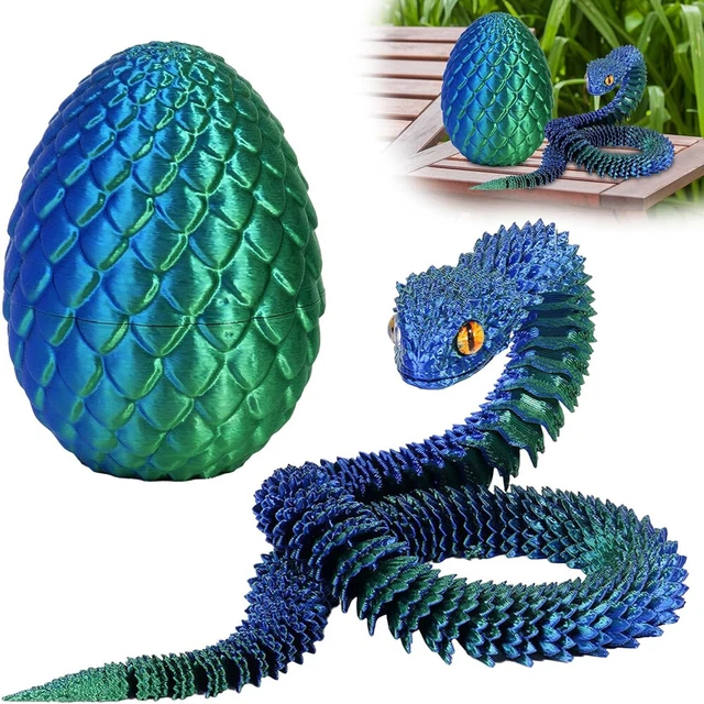 3D PRINTED ANIMALS-SNAKE Viper Easter Articulated Snake Egg Flexible ...
